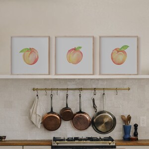 Watercolor Peach Print Set: Summer Kitchen Wall Decor (digital Download ...