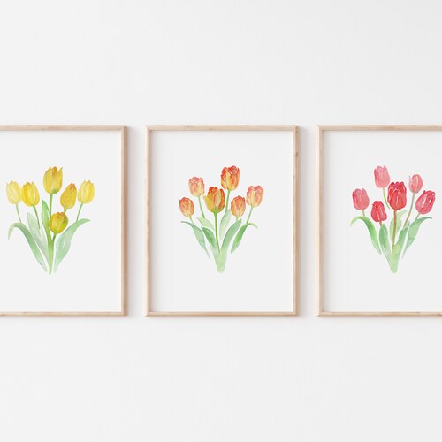 Printable Tulip Wall Art Collection Set of 3 Tulip Prints - Etsy