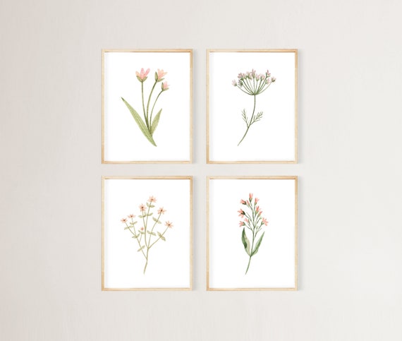 Prints Wildflower Set of 2 Digital Prints Country Wall Decor Instant Download Floral Bouquets ...