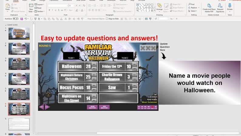 Halloween Familiar Trivia With Working Scoreboard / Digital Game ...