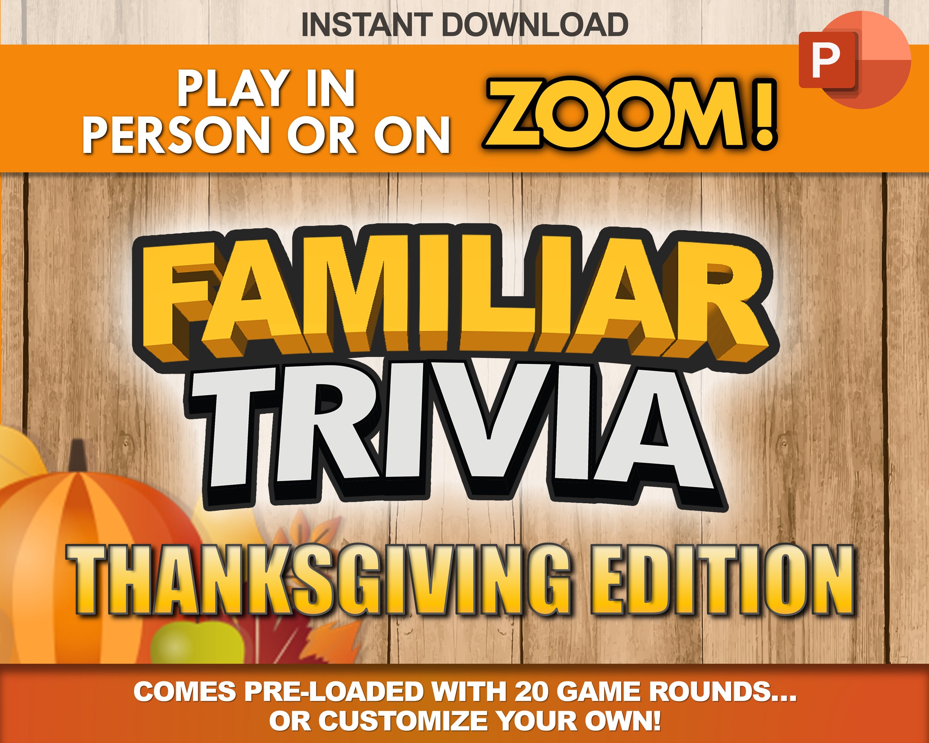 Thanksgiving Familiar Trivia W/ Working Scoreboard / Interactive ...