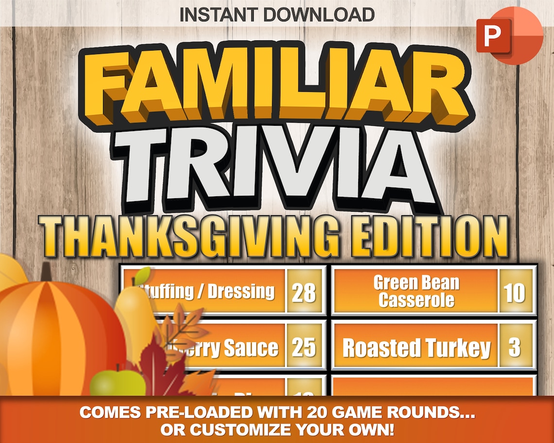 Thanksgiving Trivia & Jeoparty Powerpoint Party Game Templates - Etsy