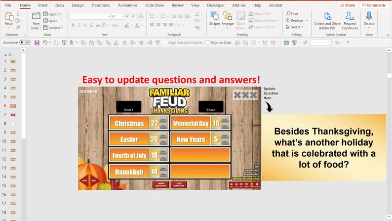 Thanksgiving Familiar Trivia W/ Working Scoreboard / Interactive ...