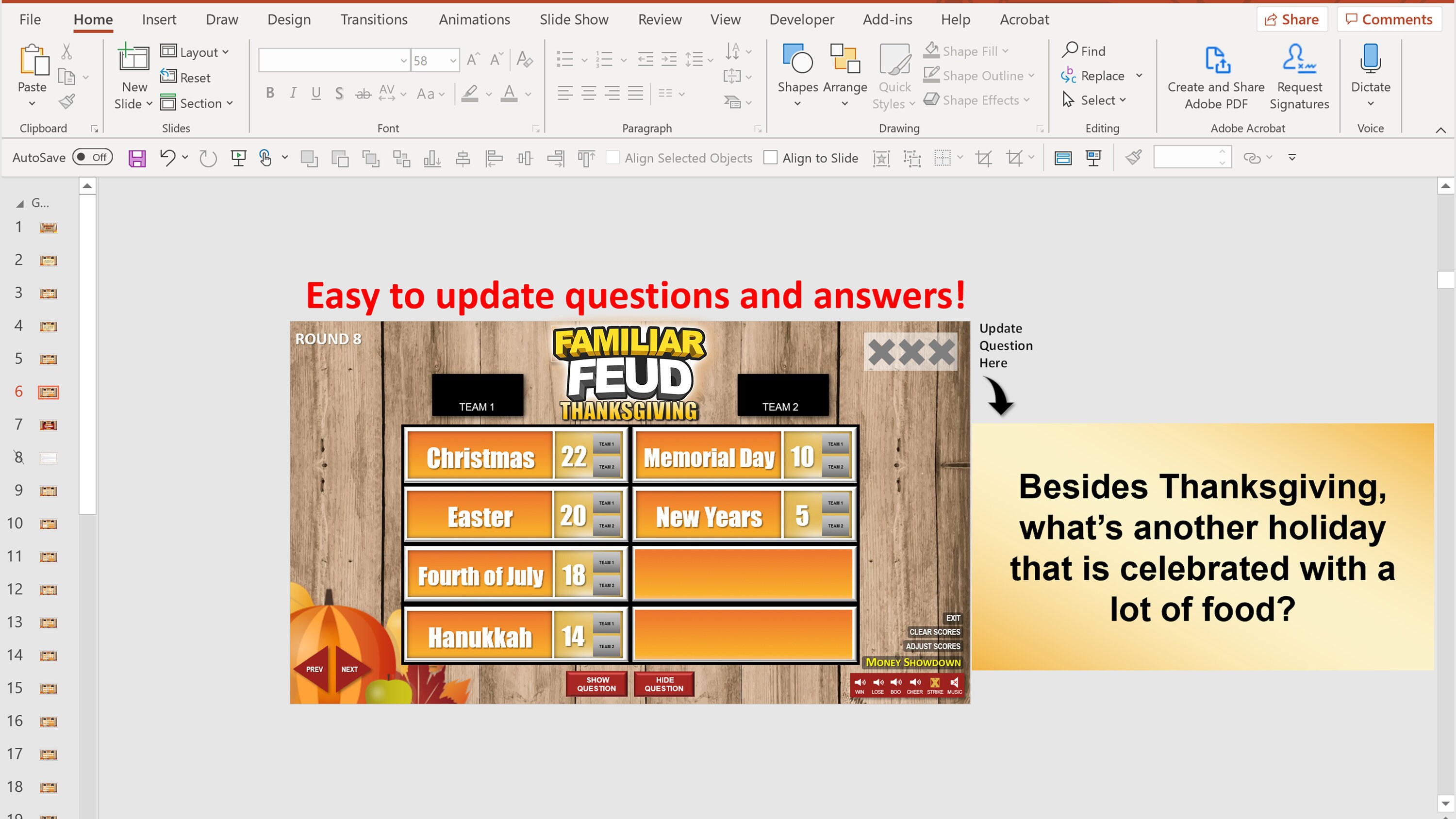 Thanksgiving Familiar Trivia W/ Working Scoreboard / Interactive ...