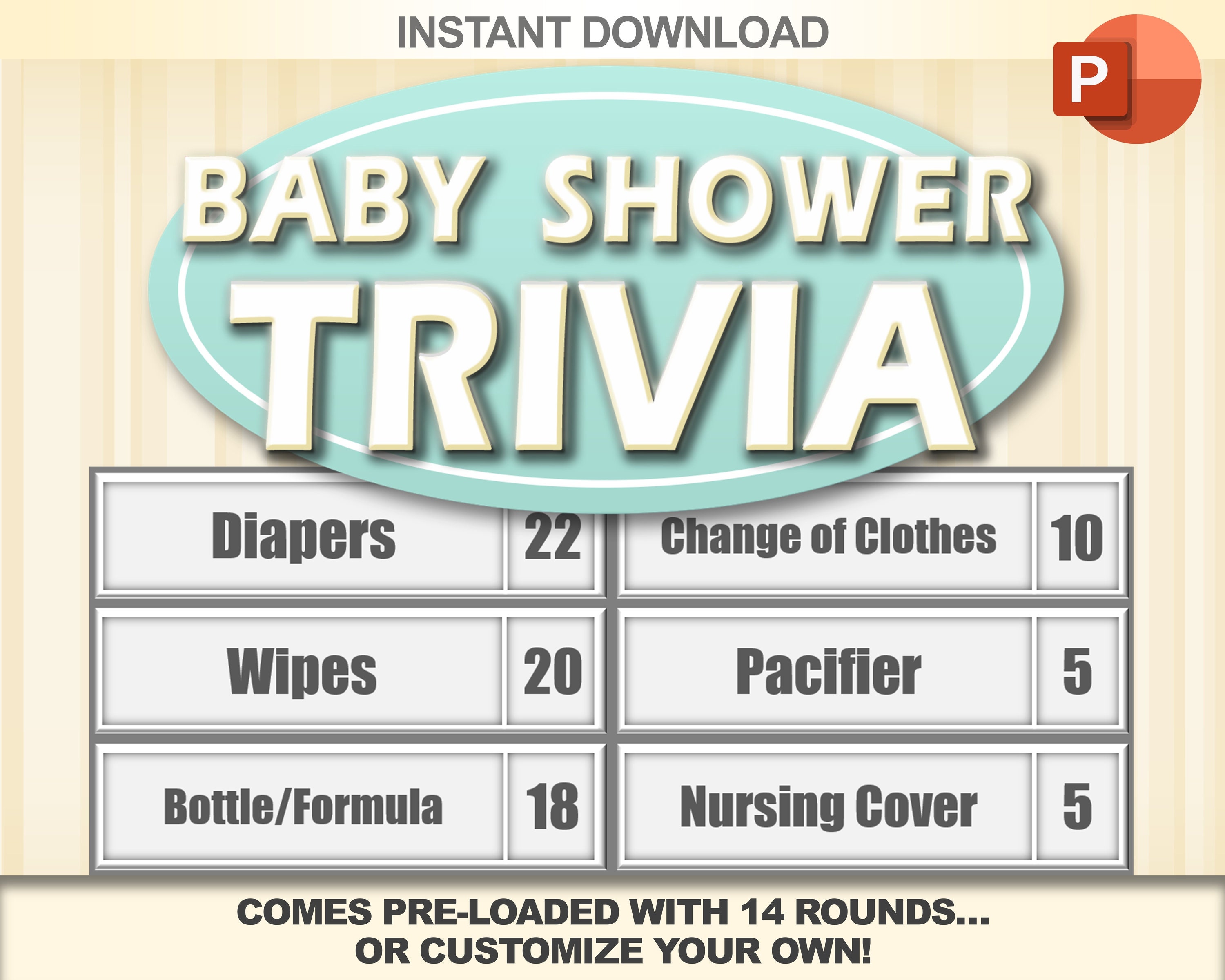 Baby Trivia Powerpoint Party Game Templates / Yellow Neutral Game / PC ...