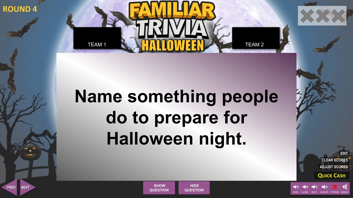 Halloween Familiar Trivia With Working Scoreboard / Digital Game ...