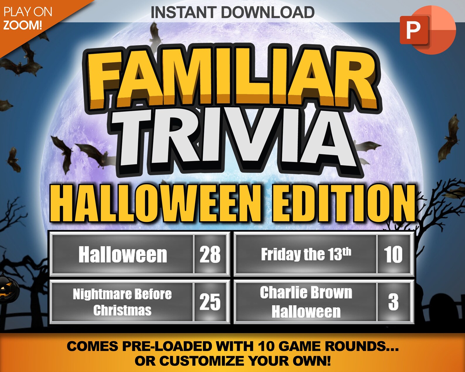 Halloween Familiar Trivia With Working Scoreboard / Digital Game ...