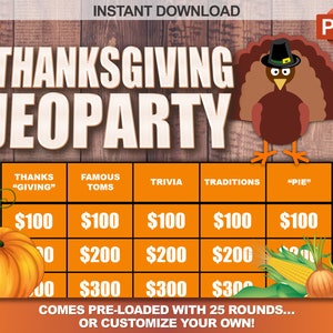 Thanksgiving Trivia & Jeoparty Powerpoint Party Game Templates / PC ...