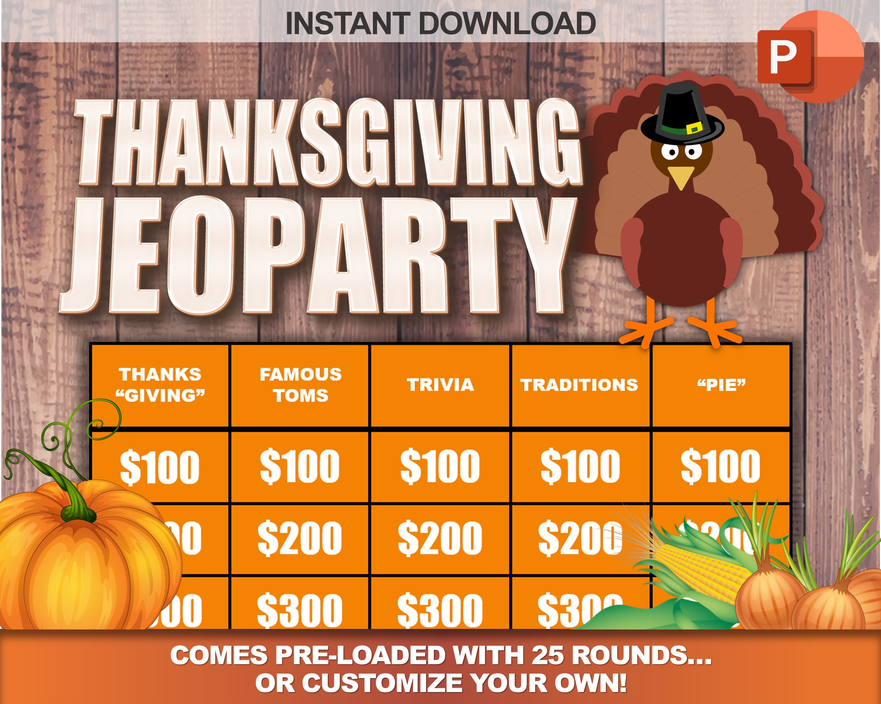 Thanksgiving Trivia & Jeoparty Powerpoint Party Game Templates / PC ...