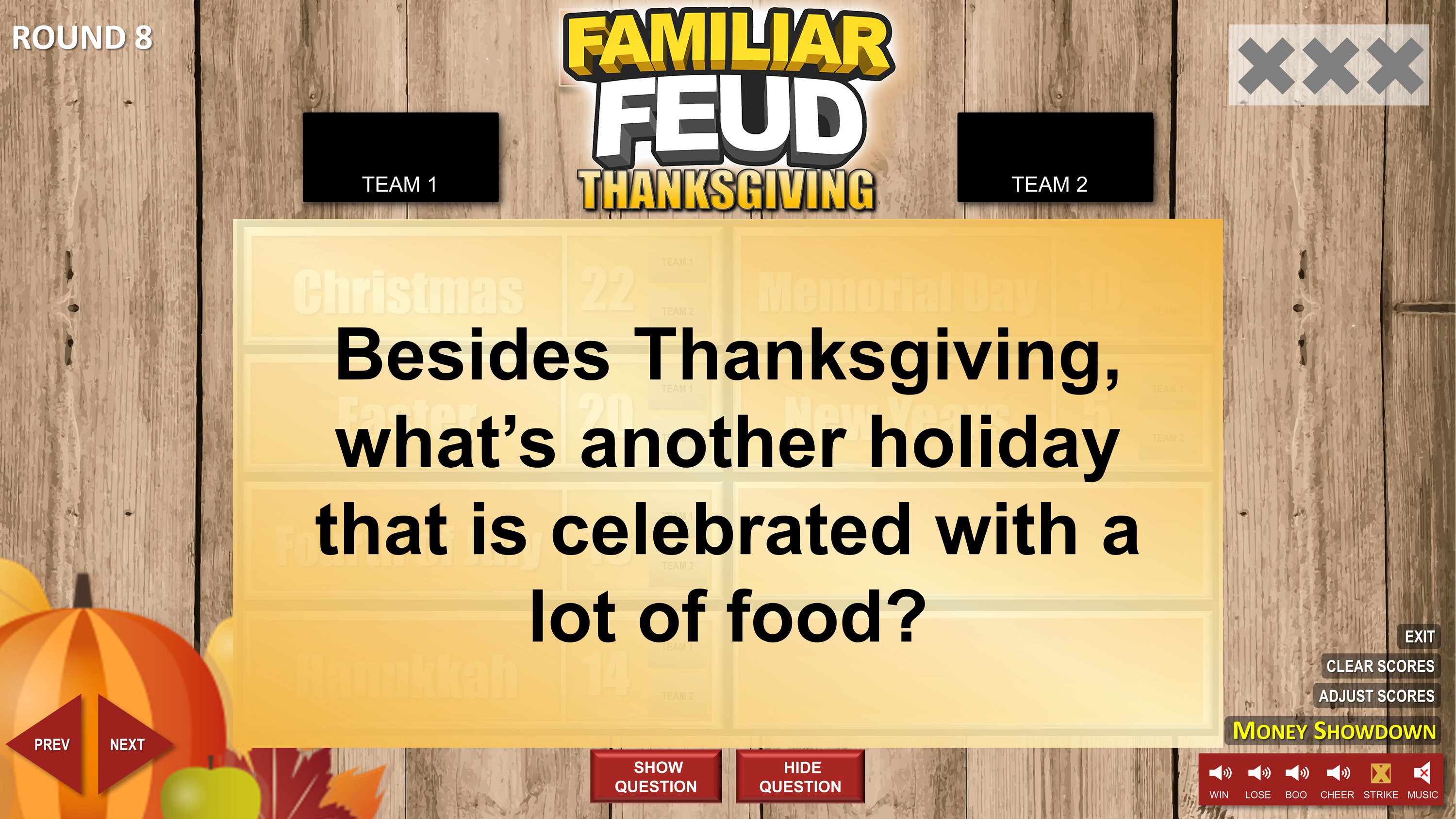 Thanksgiving Familiar Trivia W/ Working Scoreboard / Interactive ...