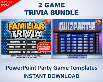 Familiar Trivia & Quizparty Powerpoint Party Game Templates / - Etsy
