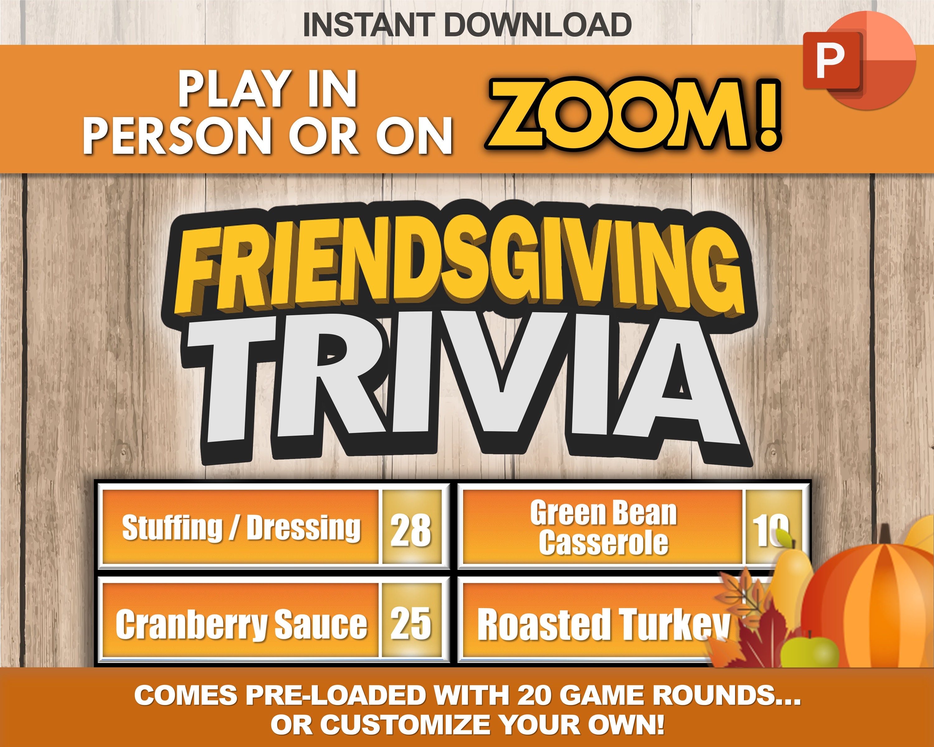 Friendsgiving Trivia W/ Working Scoreboard / Interactive / Digital Game ...