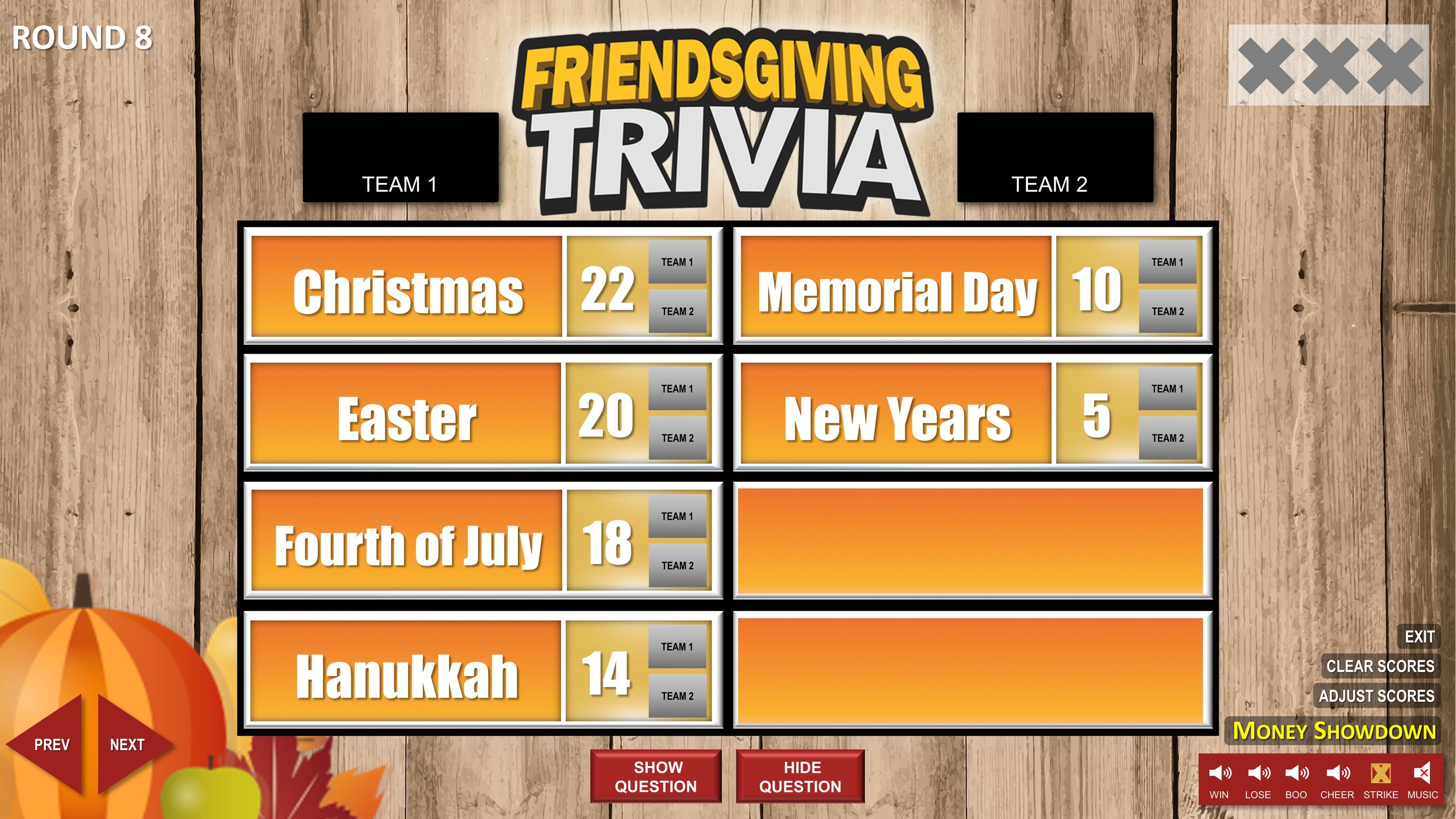 Friendsgiving Trivia W/ Working Scoreboard / Interactive / Digital Game ...