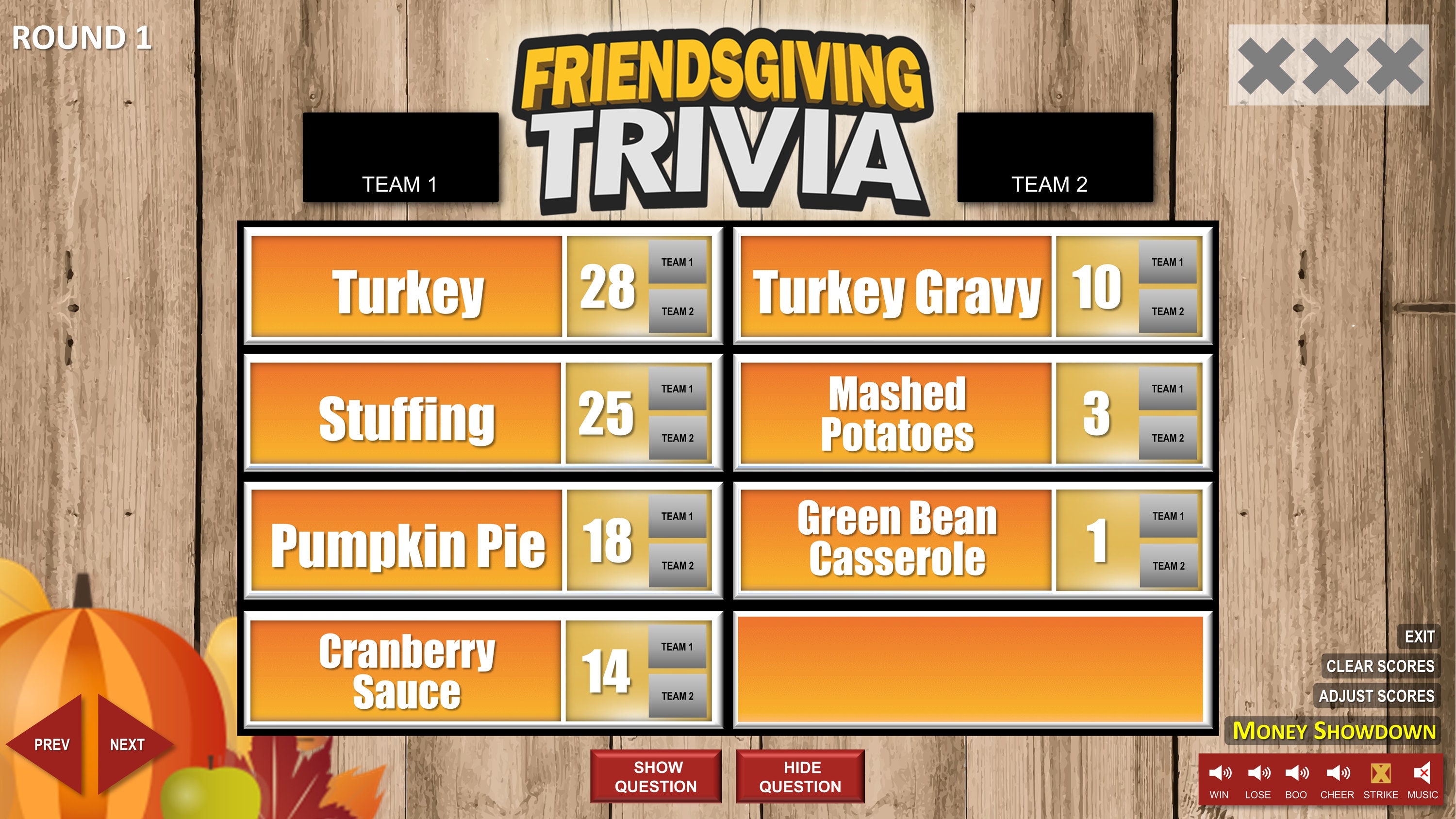 Friendsgiving Trivia W/ Working Scoreboard / Interactive / Digital Game ...