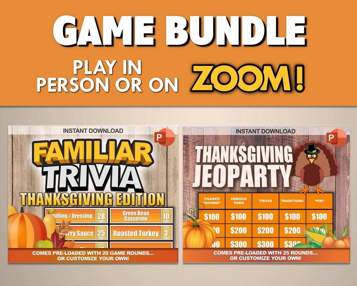 Thanksgiving Trivia & Jeoparty Powerpoint Party Game Templates | Etsy