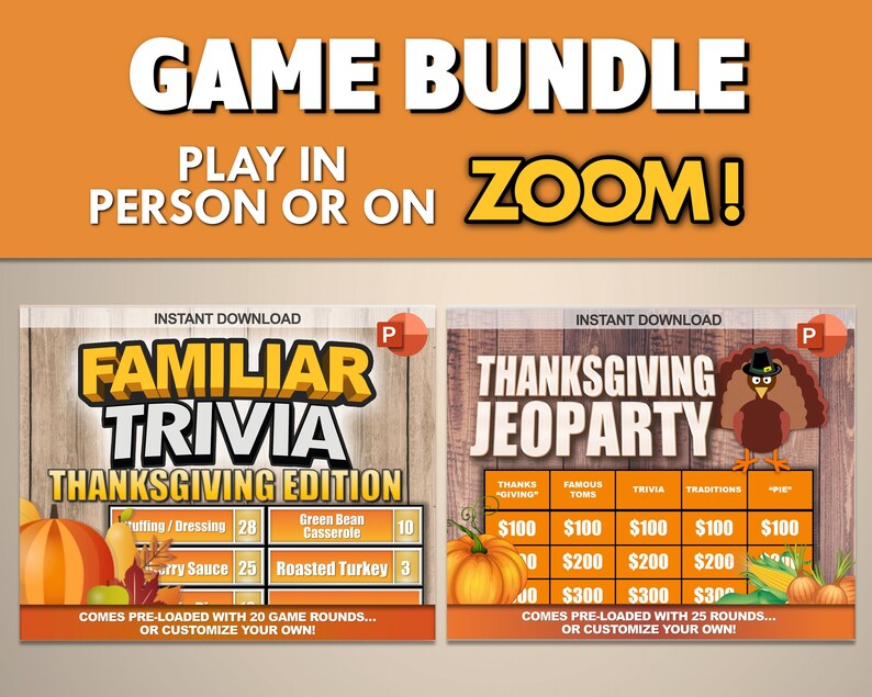 Thanksgiving Trivia & Jeoparty Powerpoint Party Game Templates / PC ...