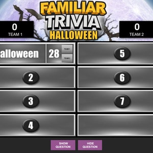 Halloween Familiar Trivia With Working Scoreboard / Digital Game ...