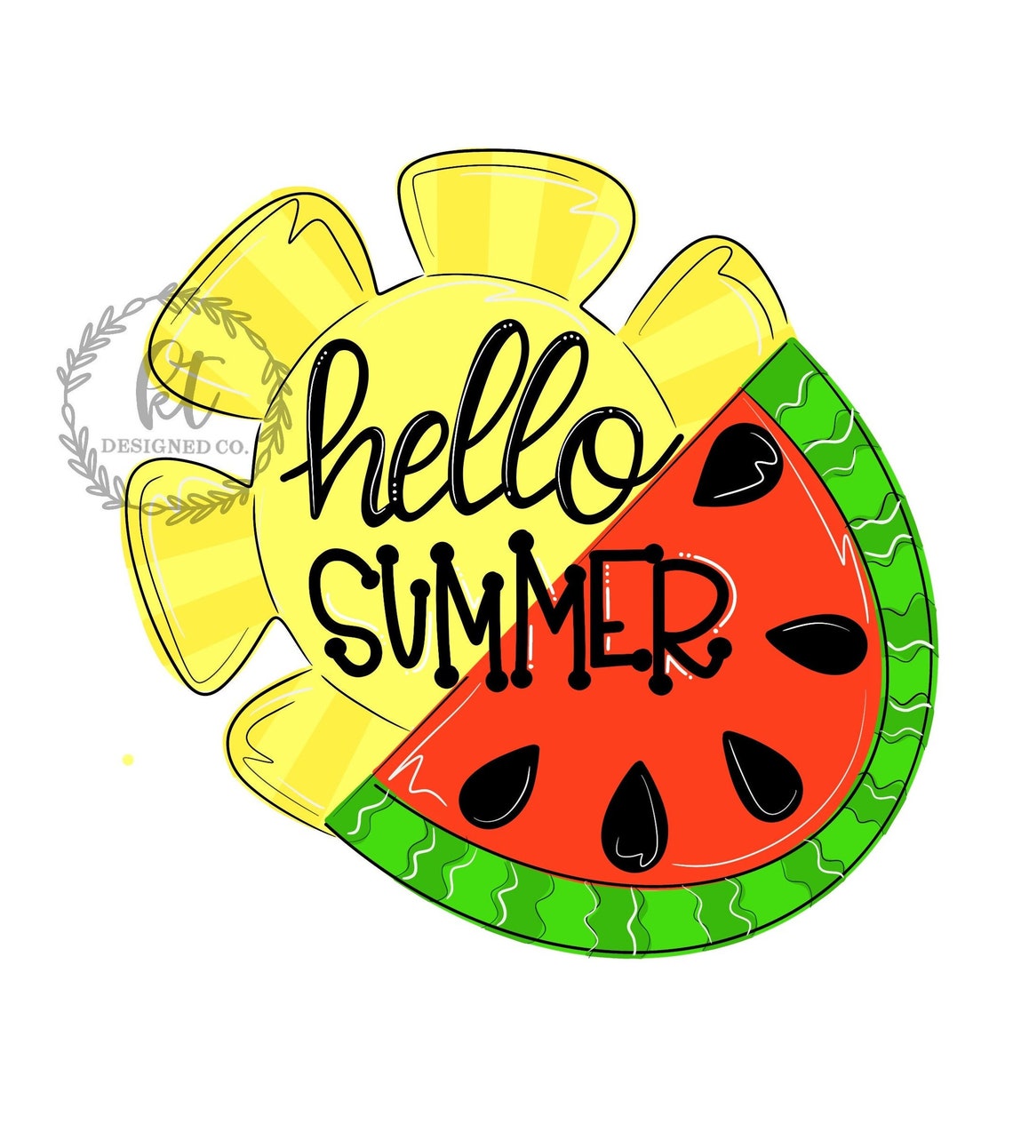 Template Sunshine And Watermelon Door Hanger Door Hanger Etsy