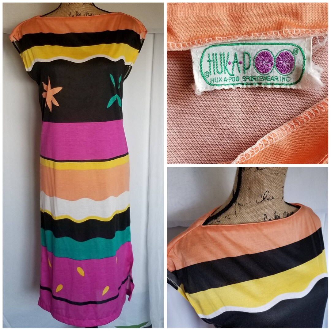 Vintage Clothing, Womens 70s Dress, 1970s Outfit, Hukapoo, Retro Style ...