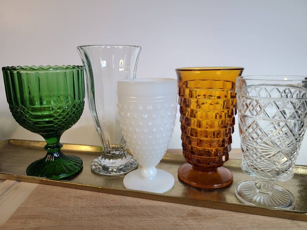 Vintage Glassware, Midcentury, Mismatched Glasses, Goblets, Set, Mix ...
