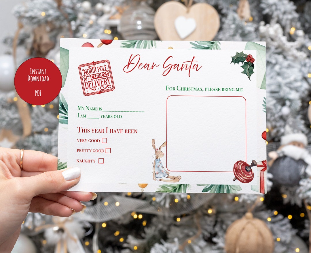 Printable Letter to Santa Claus, Dear Santa, Christmas Wish List ...