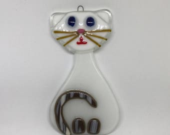 Fused glass cat | Etsy