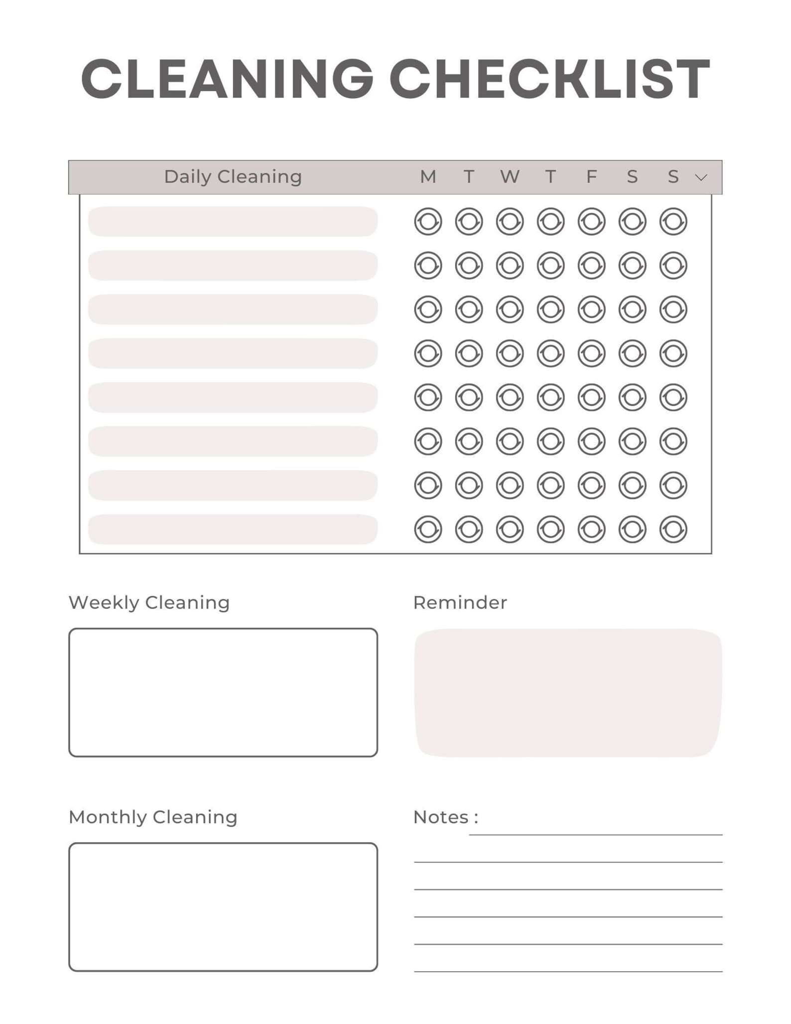 Minimalist Weekly Cleaning Schedule, Daily Cleaning Schedule, Home ...