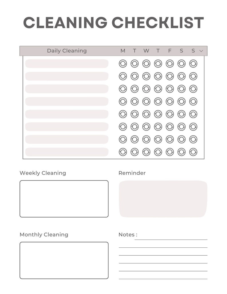 Minimalist Weekly Cleaning Schedule, Daily Cleaning Schedule, Home ...