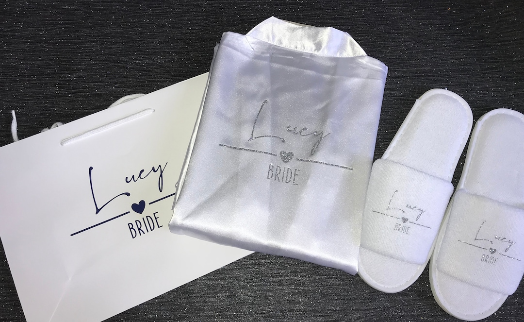 PERSONALISED Simplicity Robe With a Pair of Slippers and a Gift Bag to ...