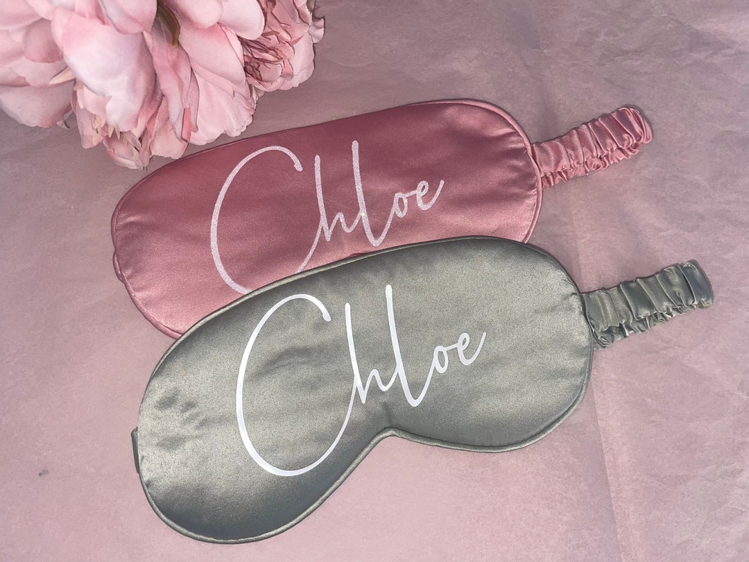 PERSONALISED Luxury Softsatin Eye Masks Eye Covers White Blush Dusky ...