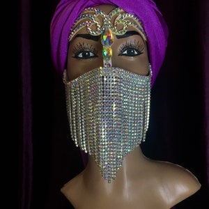 Chain Face Mask, Silver Girls Mask, Face Chain Jewelry, Arabian Face ...