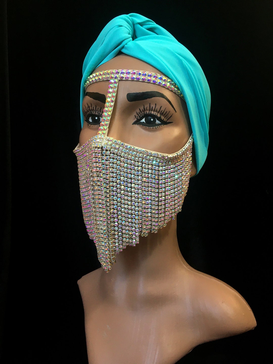 Chain Face Mask, Silver Girls Mask, Gold Face Chain Jewelry, Arabian ...