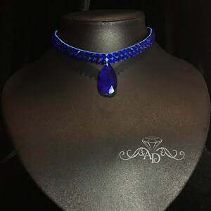 Dance Blue Choker by Amalia Design, Bellydance Choker, Blue Rhinestone ...