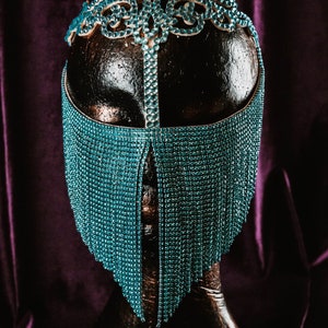 Chain Face Mask, Turquiose Girls Mask, Face Chain Jewelry, Arabian Face ...
