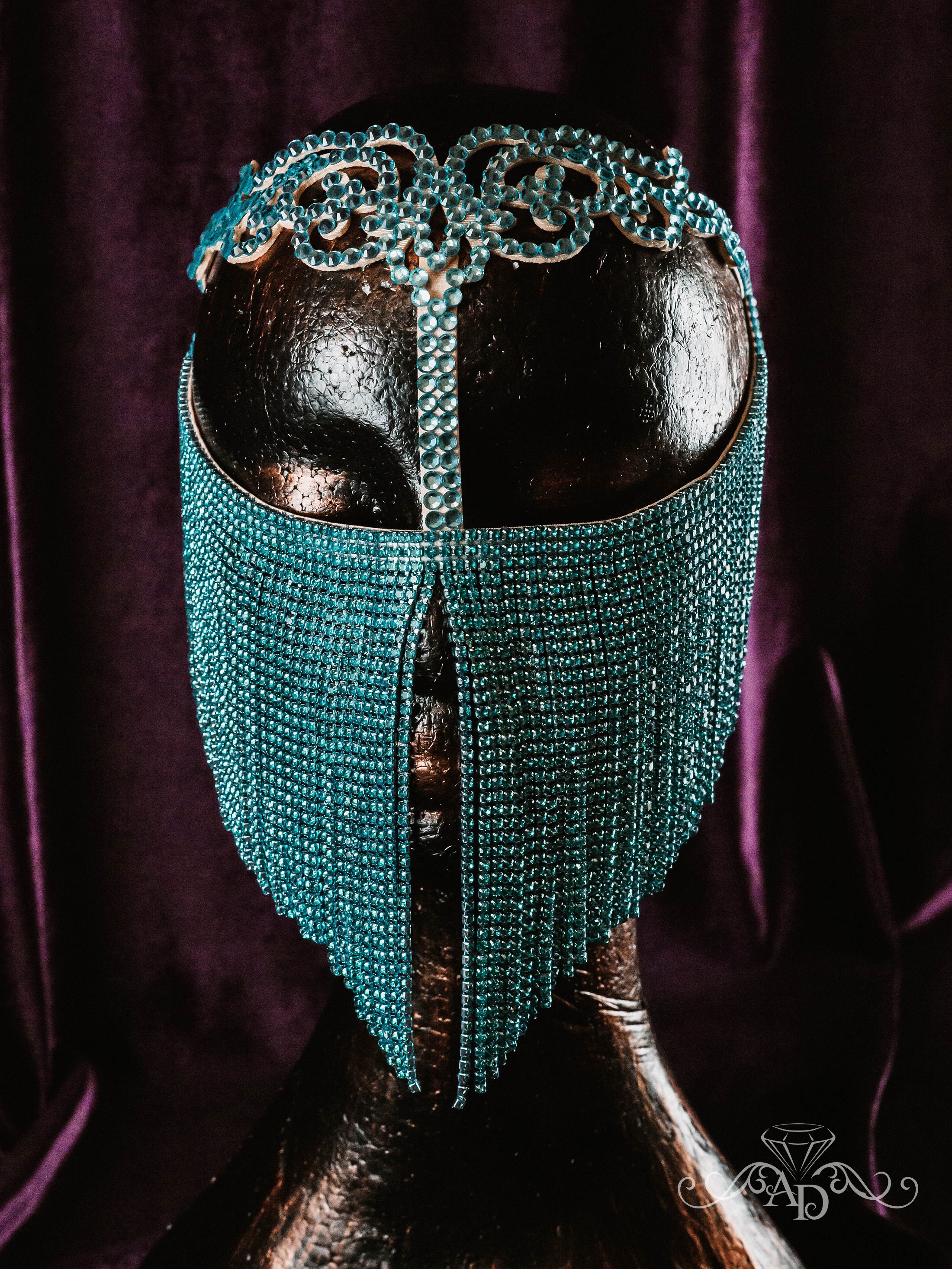 Turquoise Chain Face Mask, Turquiose Girls Mask, Face Chain Jewelry ...
