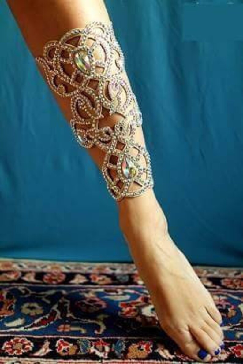Dance Leg Bracelet, Rhinestone Leg Jewelry, Bellydance Leg Bracelet ...