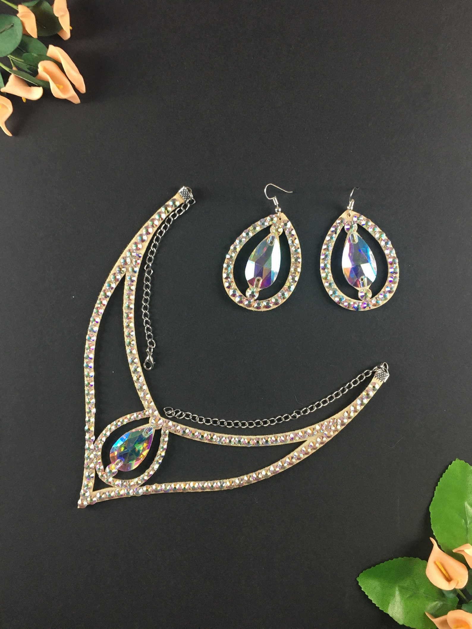 Set of Jewelry "silvia", Belly Dance Set, Ballroom Set, Bridal Jewelry ...