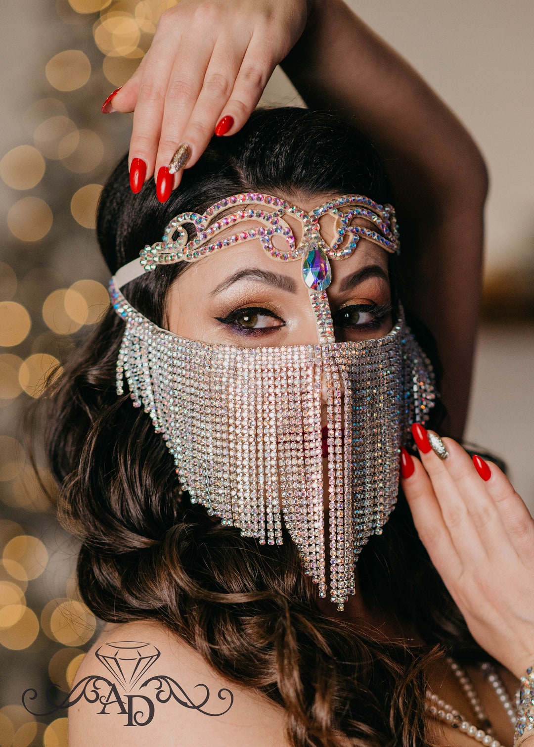 Chain Face Mask, Silver Girls Mask, Face Chain Jewelry, Arabian Face ...