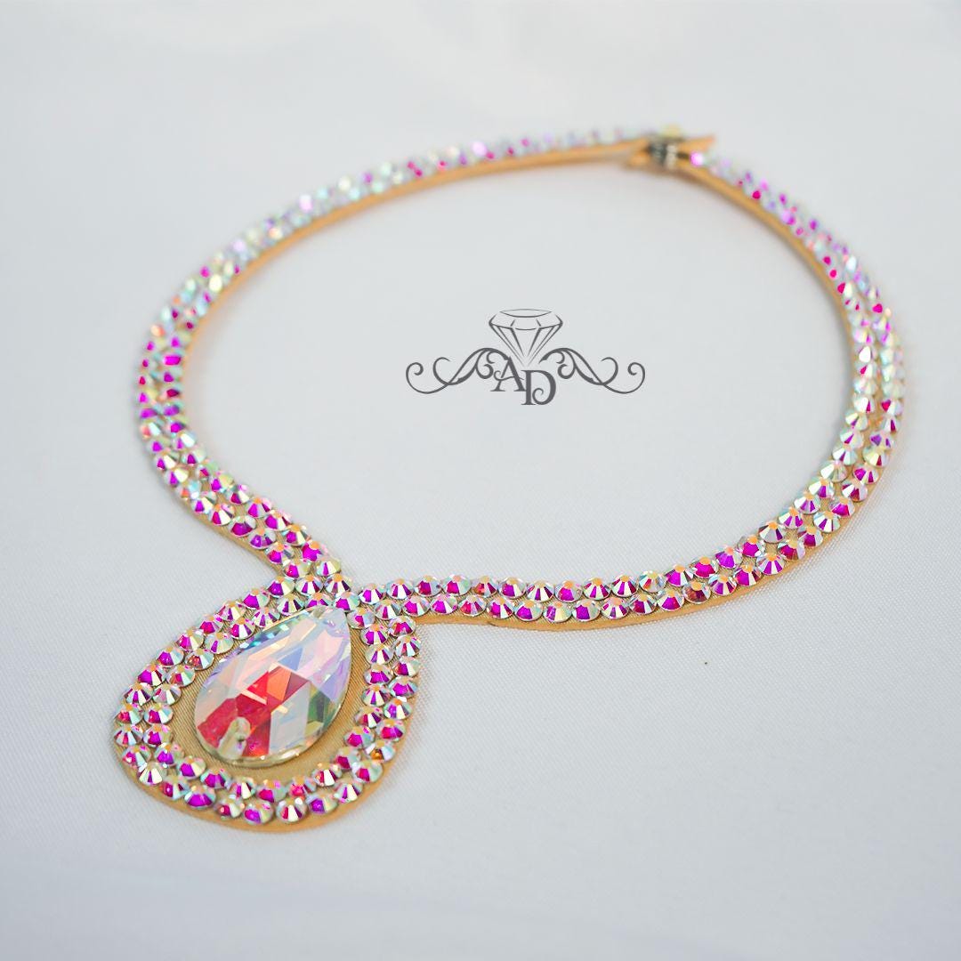 Rhinestones Dance Necklace by Amalia Design, Ballroom Necklace, Belly ...