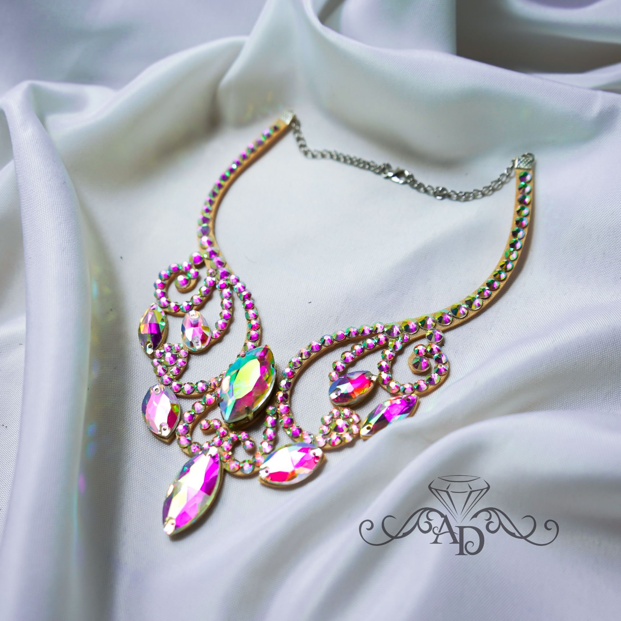 Rhinestones Dance Necklace by Amalia Design, Ballroom Necklace, Belly ...