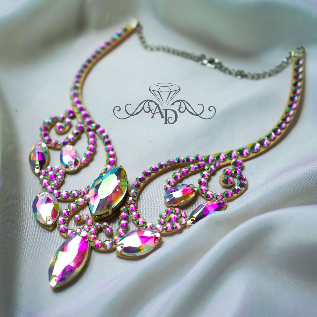 Rhinestones Dance Necklace by Amalia Design, Ballroom Necklace, Belly ...