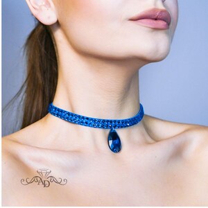 Dance Blue Choker by Amalia Design, Bellydance Choker, Blue Rhinestone ...