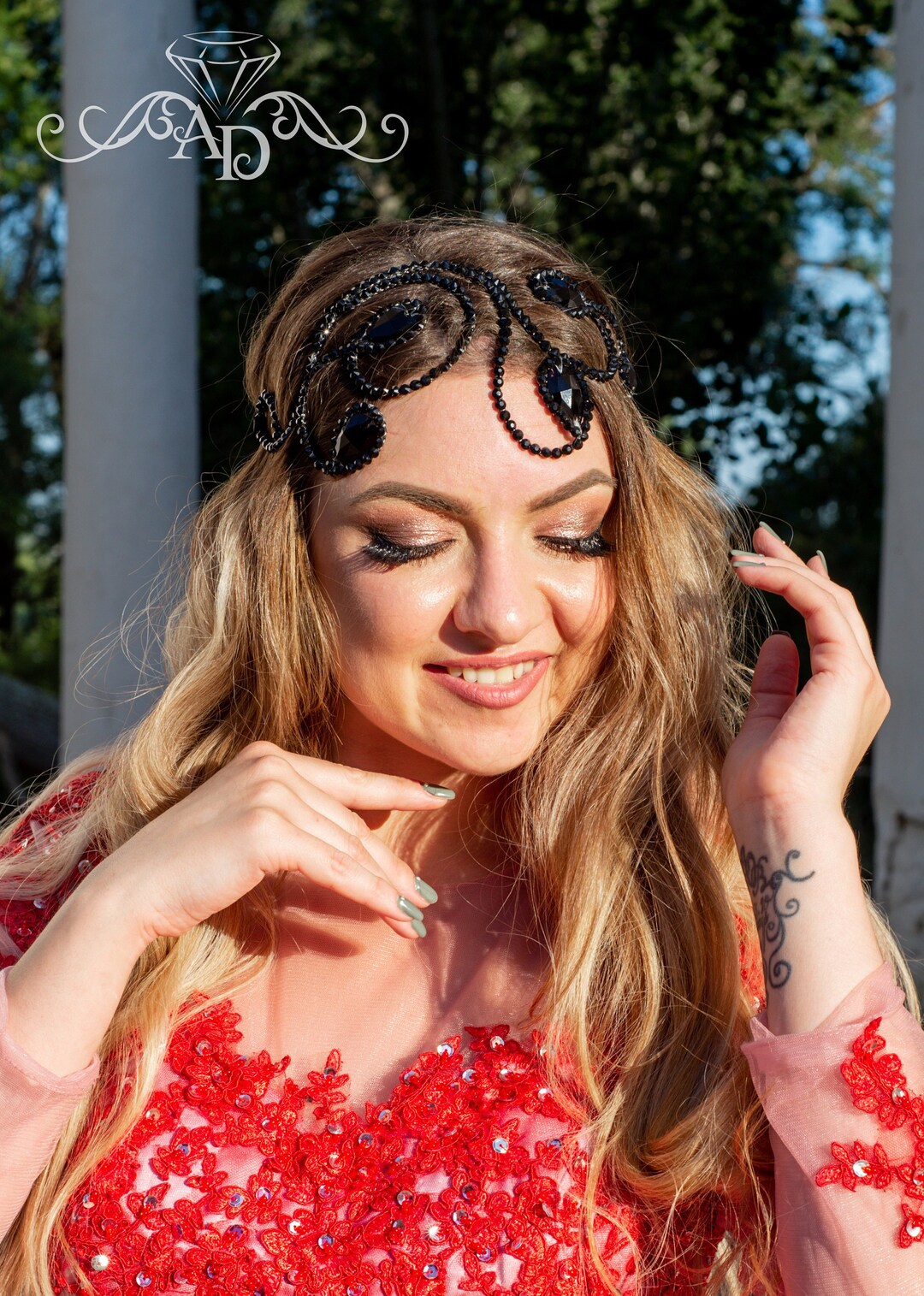 Jet Rhinestone Tiara, Black Rhinestone Diadem, Belly Dance Tiara, Belly ...