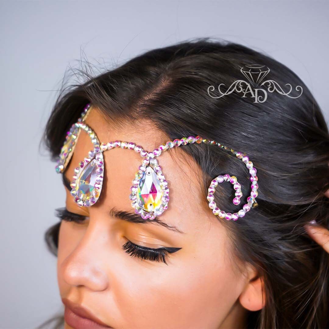 Rhinestone Wire Dance Tiara, Crystal Head Jewelry, Carnival Show Dance ...