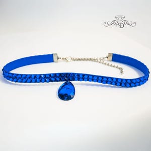Dance Blue Choker by Amalia Design, Bellydance Choker, Blue Rhinestone ...