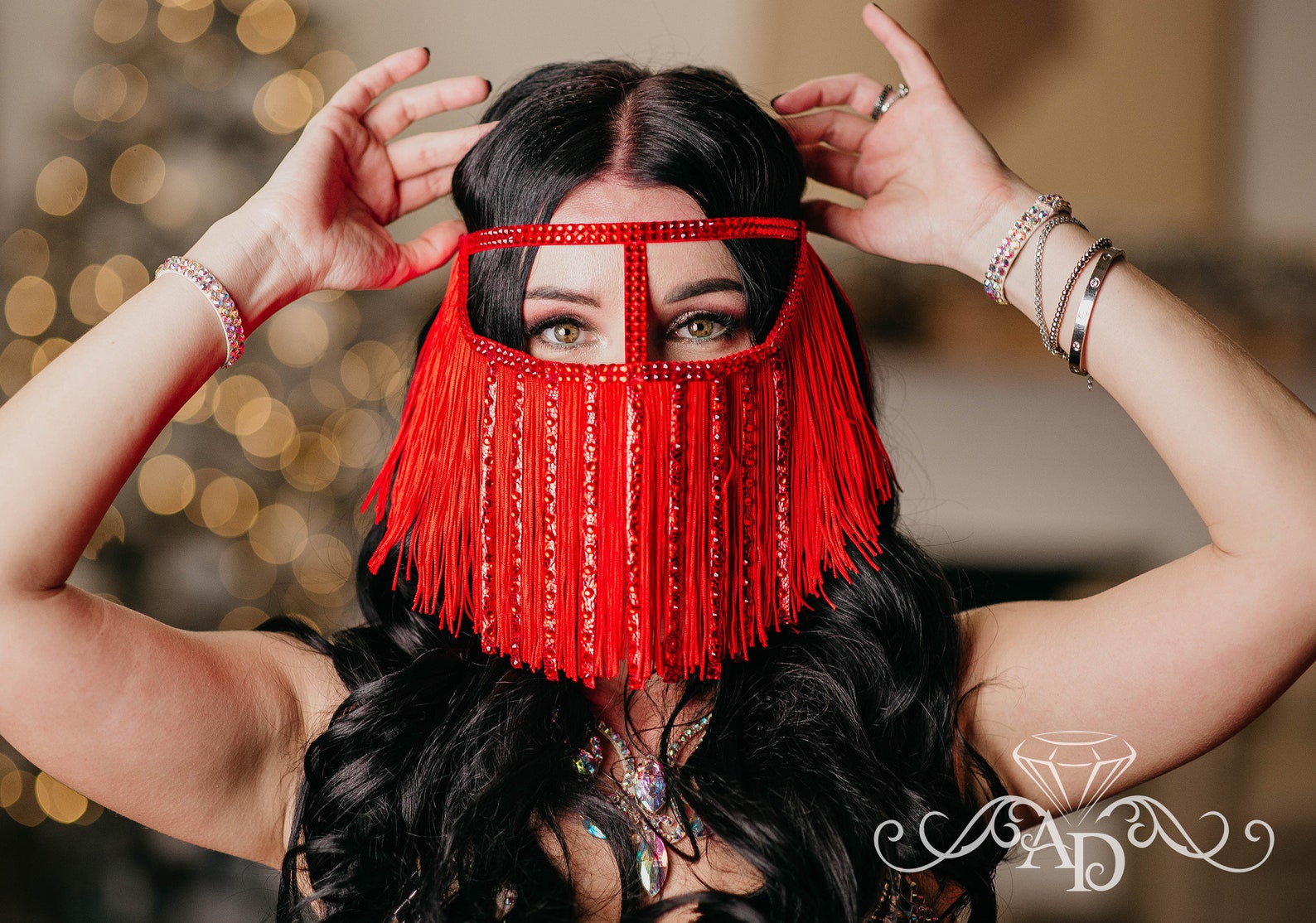 Fringe Face Mask Red Girls Mask Face Chain Jewelry Arabian - Etsy