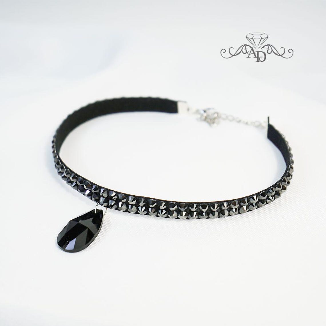 Dance Choker by Amalia Design, Bellydance Black Choker, Jet Rhinestone ...