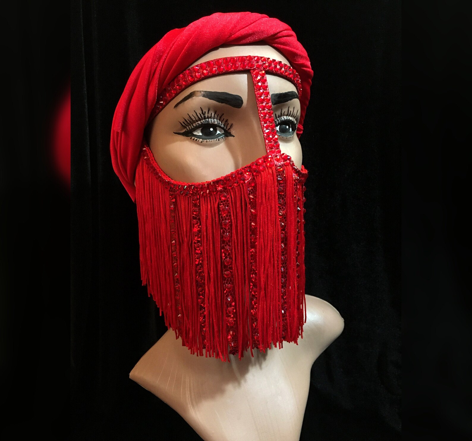 Fringe Face Mask Red Girls Mask Face Chain Jewelry Arabian | Etsy