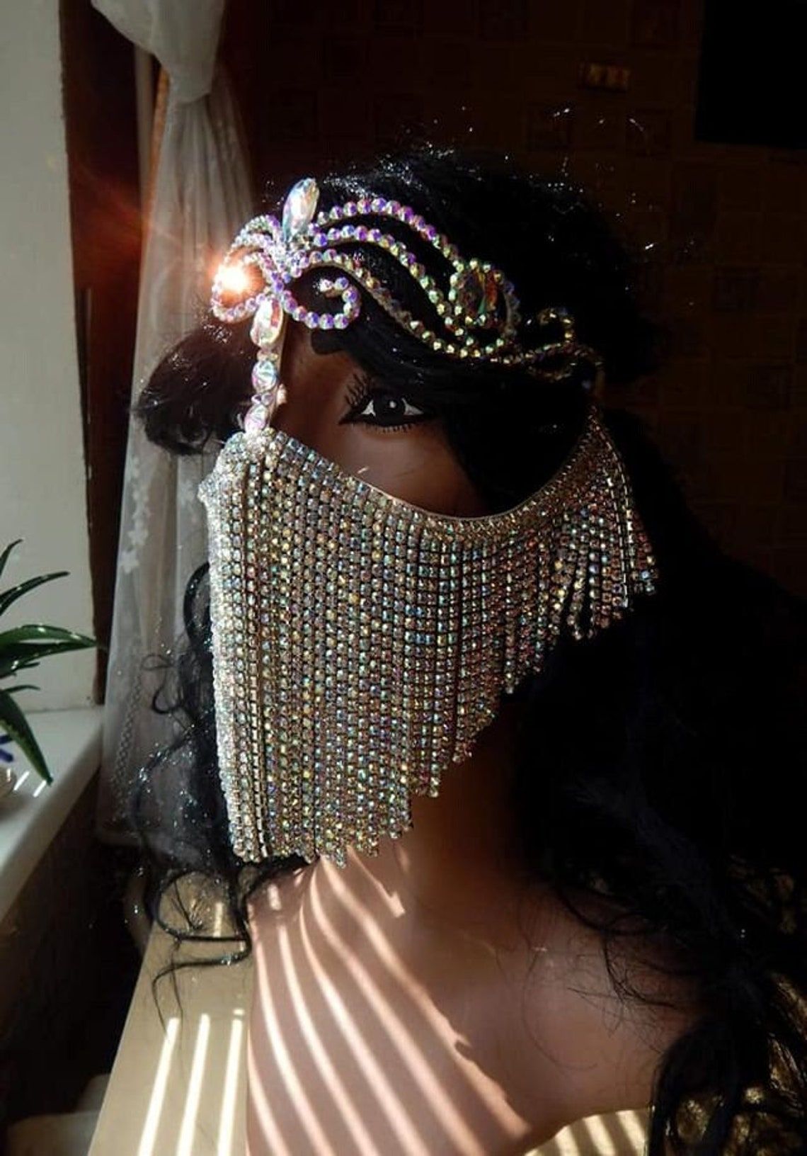 Chain Face Mask Silver Girls Mask Face Chain Jewelry | Etsy