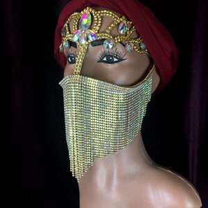 Gold Chain Face Mask, Gold Girls Mask, Face Chain Jewelry, Arabian Face ...